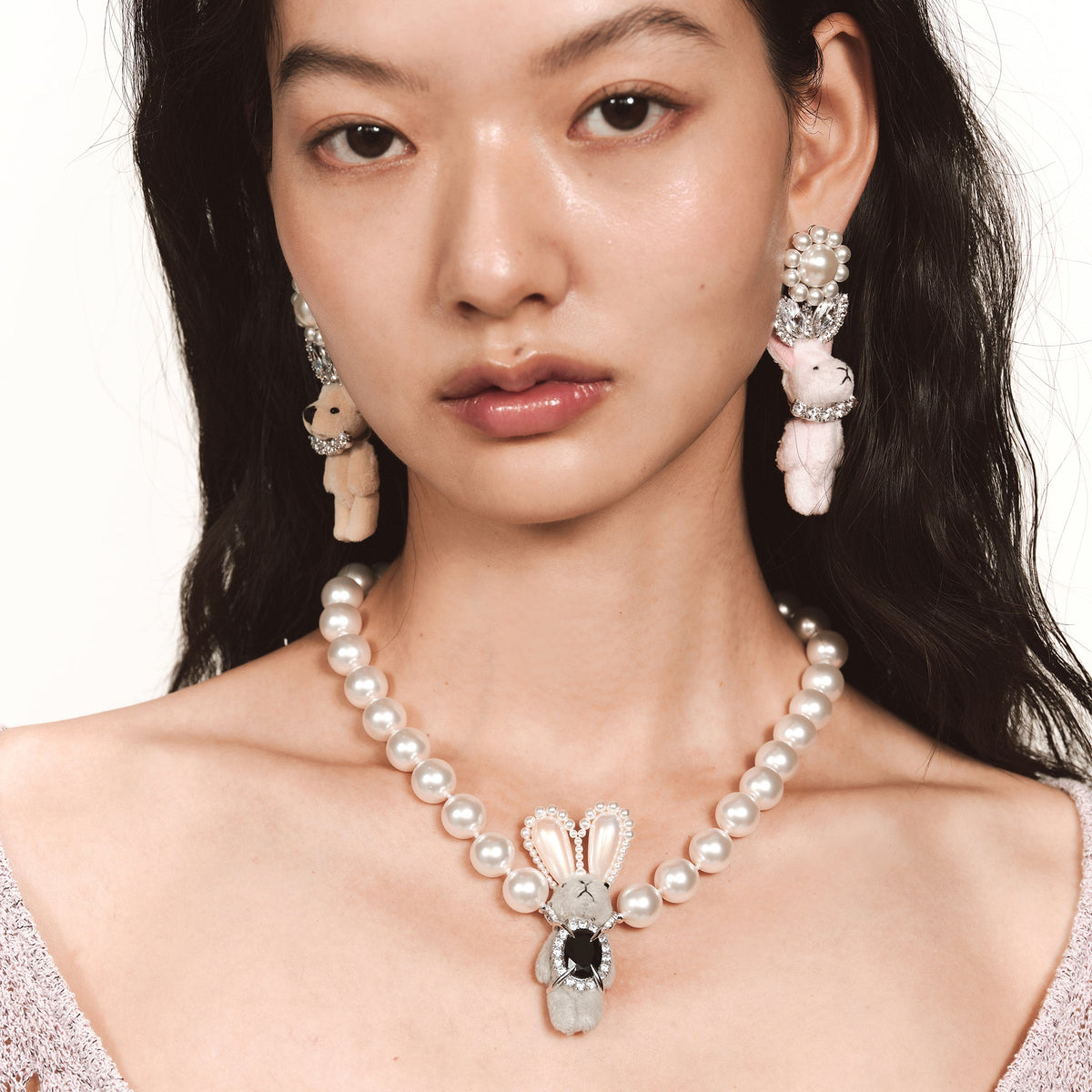 Gem Plush Pearl Bunny Necklace - Asian Lifestyle Boutique – CHOP SUEY CLUB